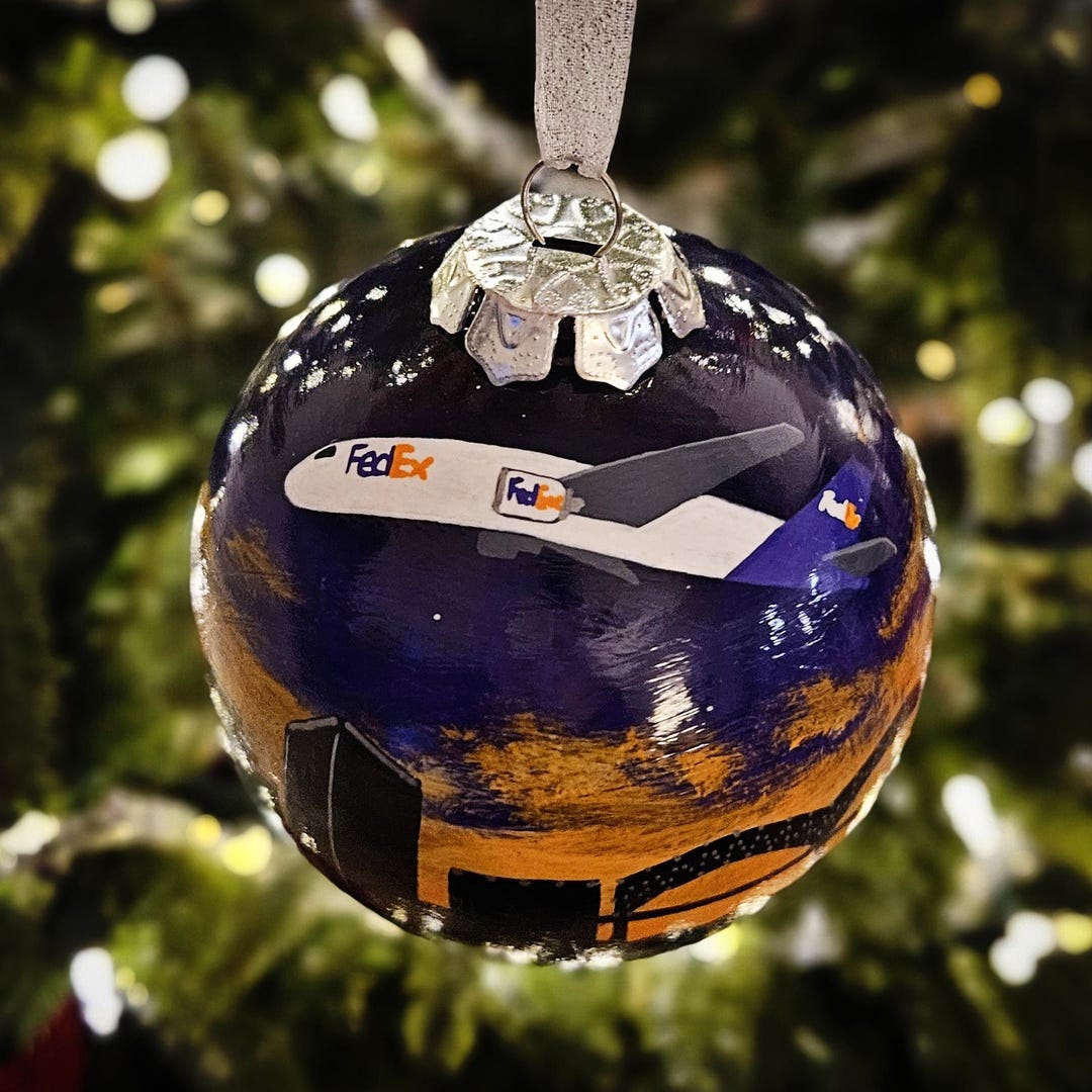 Custom Memphis Fedex Aviation Ornament | Hand-painted Ceramic Christmas ...