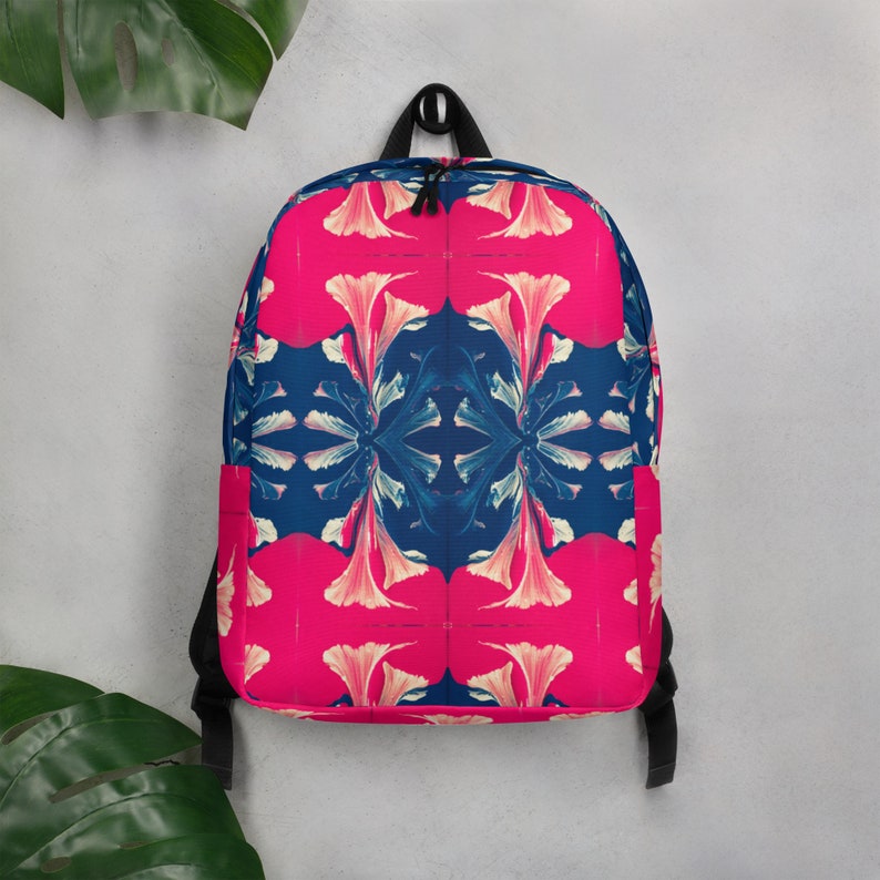 Pink & Blue Fiori Minimalist Backpack - Etsy