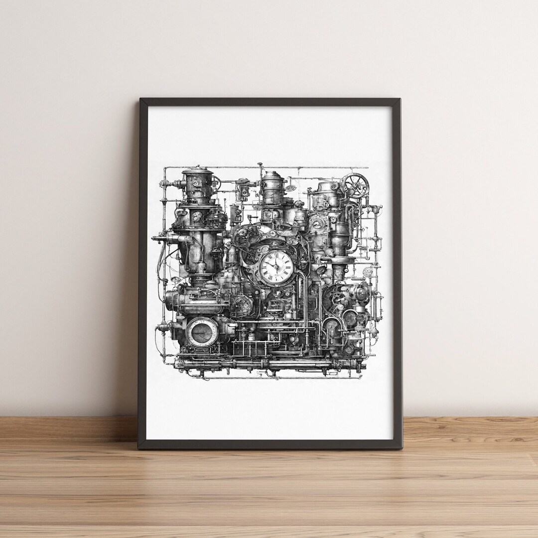 Vintage Industrial Steampunk Machine Wall Art Digital Printable Instant ...