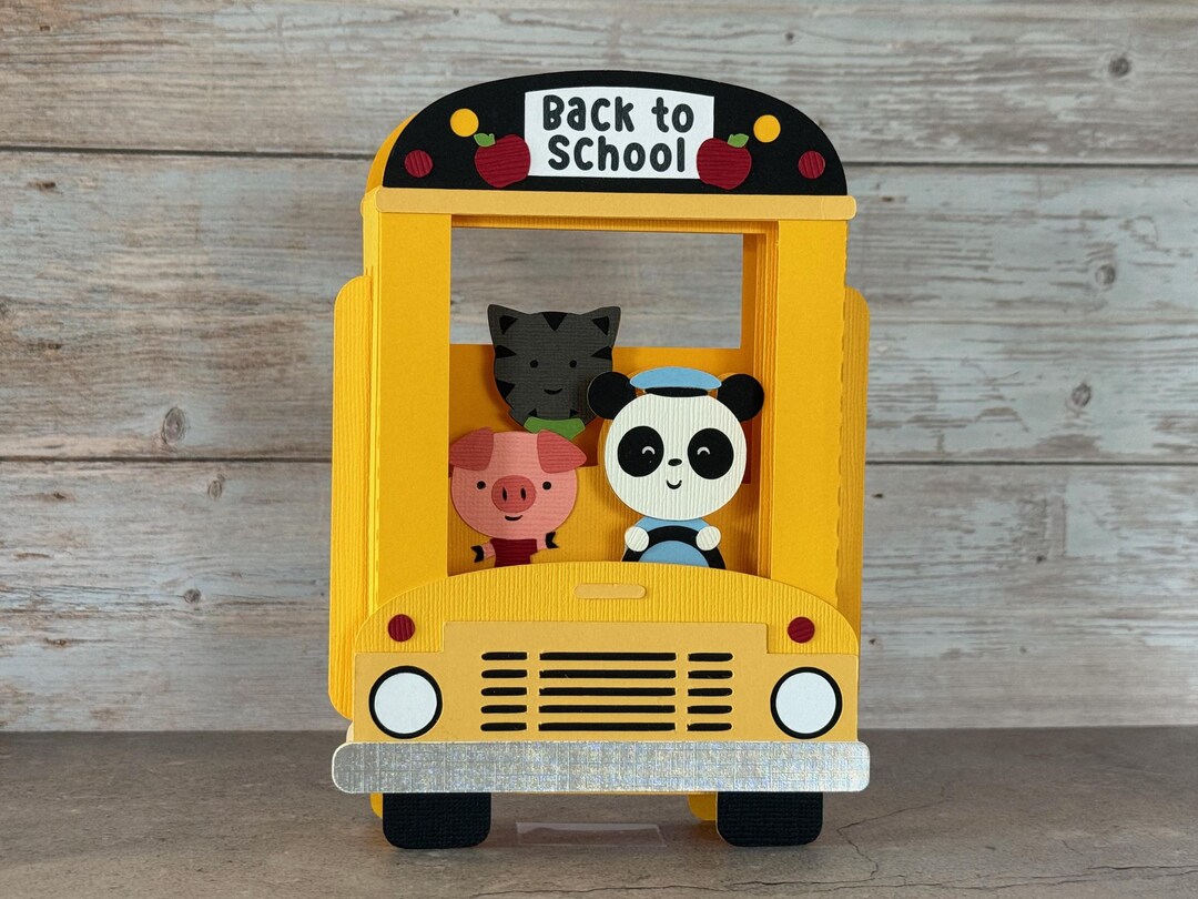 Handmade 3D Shadow Box Card, Back to School, Teach Gift, School Bus - Etsy