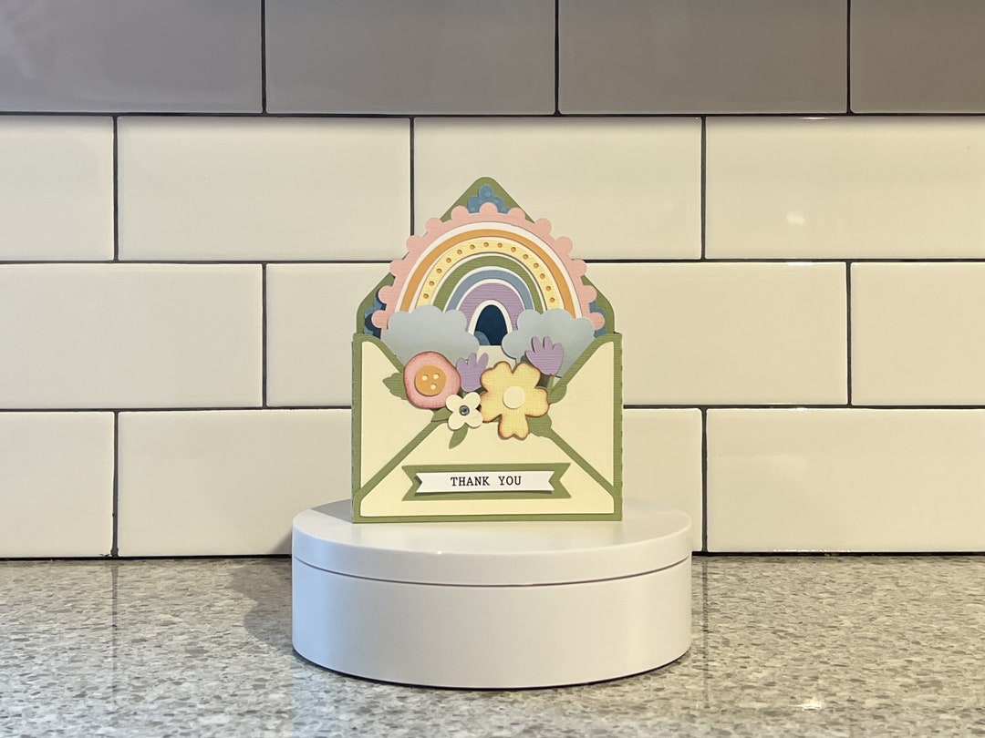 Handmade 3D Envelope Pop up Card, Rainbow Pop up Card, Happy Birthday ...