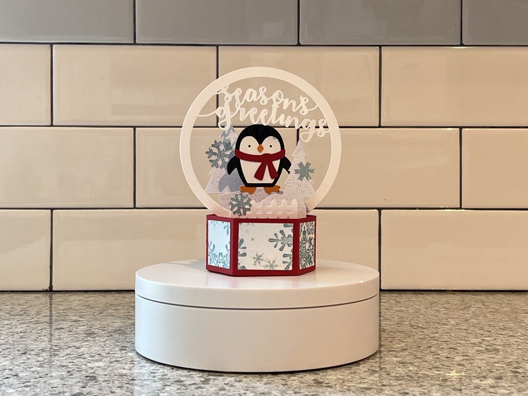 Handmade Penguin Snow Globe Pop up Card, Seasons Greetings - Etsy