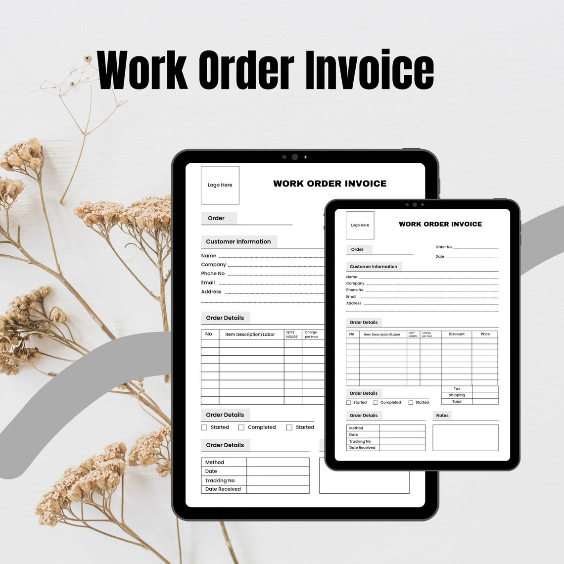Work Order Template Canva/pdf/google Docs/word. Business Work Order ...