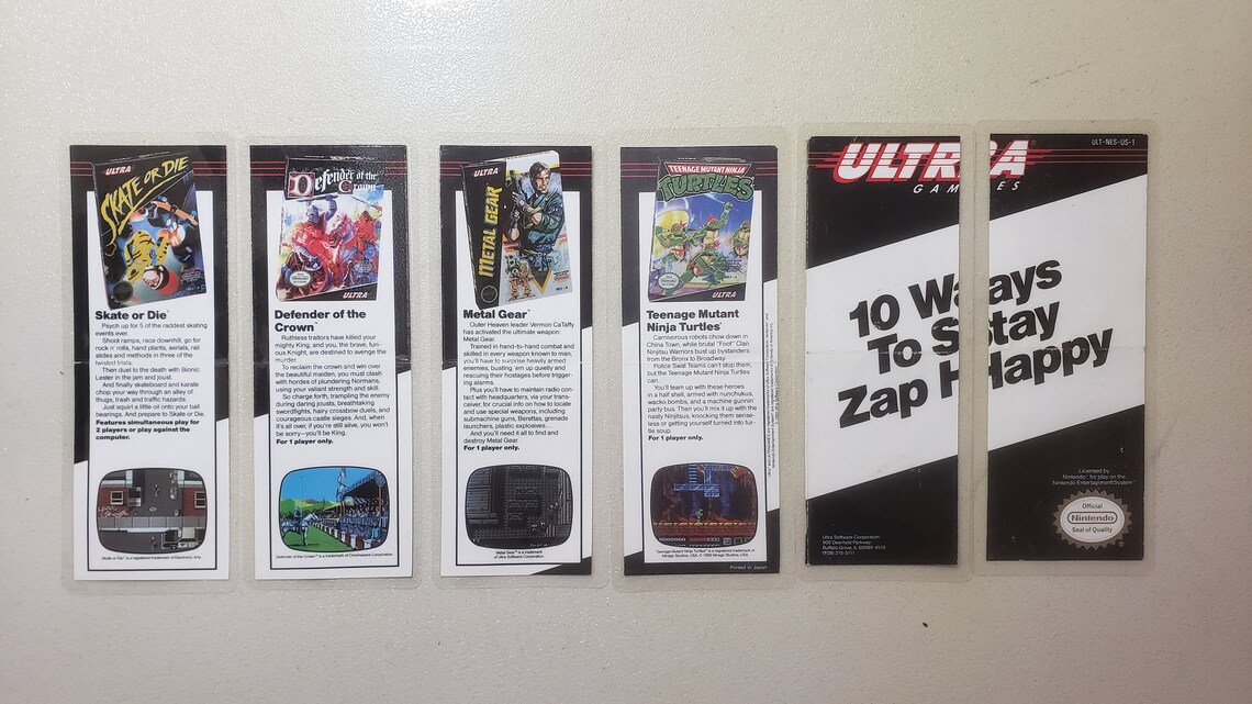 Nintendo NES Bookmarks From Vintage Konami / Ultra Games Advertising ...