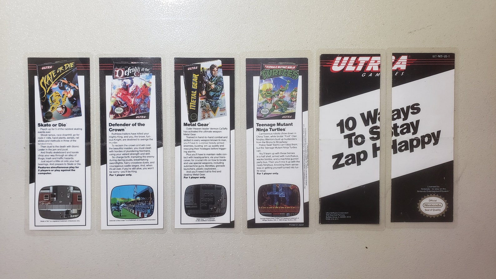 Nintendo NES Bookmarks From Vintage Konami / Ultra Games Advertising ...