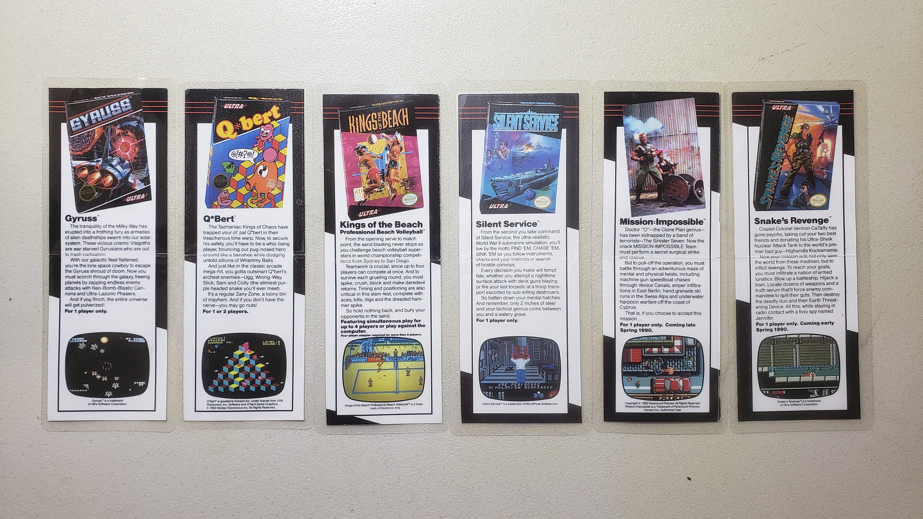 Nintendo NES Bookmarks From Vintage Konami / Ultra Games Advertising ...