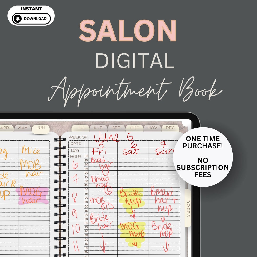 Salon Digital Appointment Book Hair Salon Digital Planner Hairstylist ...