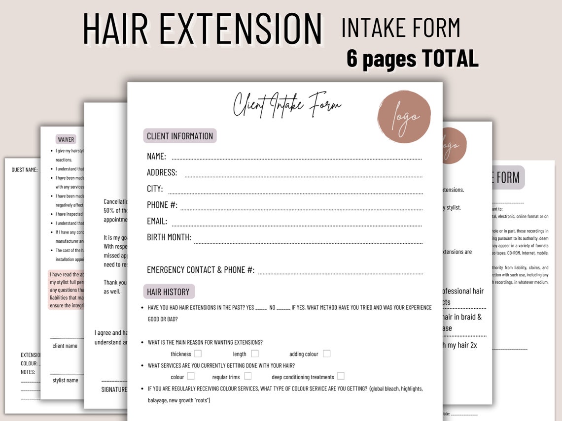 Hair Extension Consultation Form Hair Consult Extension Client - Etsy