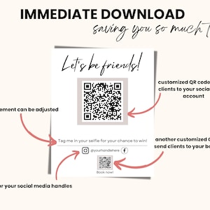 QR Code Salon Sign Template Hairdresser Qr Sign Template Esthetician QR ...