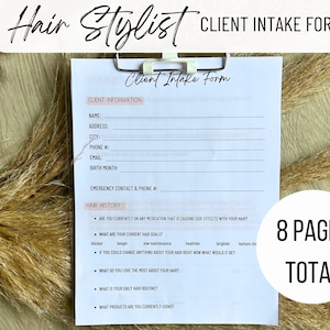 Hair Salon Client Intake Form Hair Client Consultation Form Hair ...