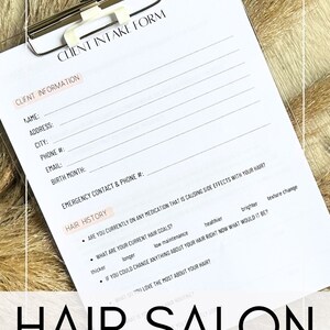 Hair Salon Client Intake Form Hair Client Consultation Form Hair ...