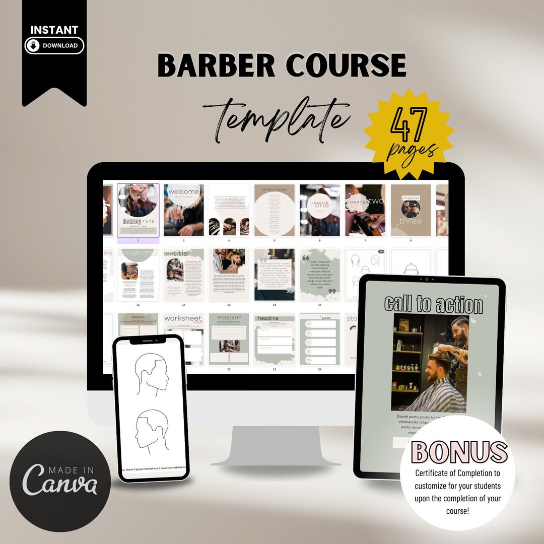 Barber Course Template Barber Instructor Class Material Barbershop ...