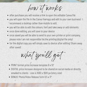 Price Increase Notice Template Hair Salon Business Form Price List ...