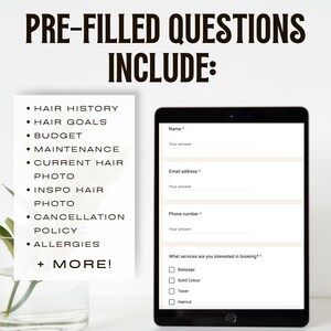 Client Intake Form Hair Salon New Client Form Hairstylist Client ...