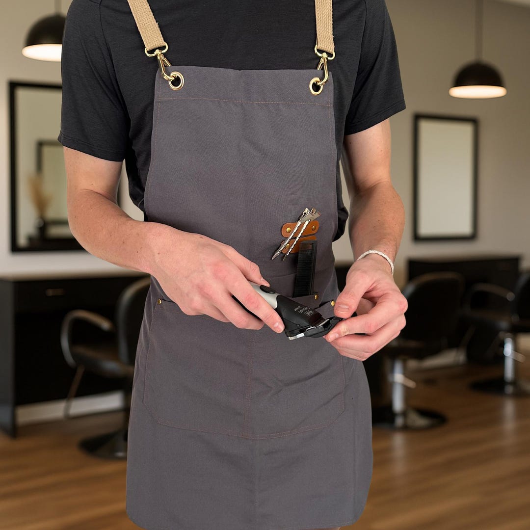 Custom Barber Apron With Pockets Personalized Hairdresser Apron Cross ...