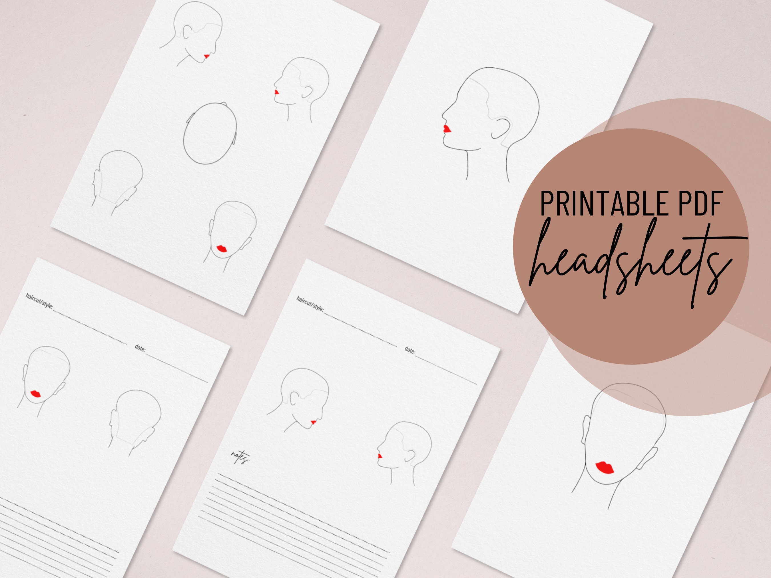 Haircutting Head Sheets Hairstylist Head Sheets Printable - Etsy