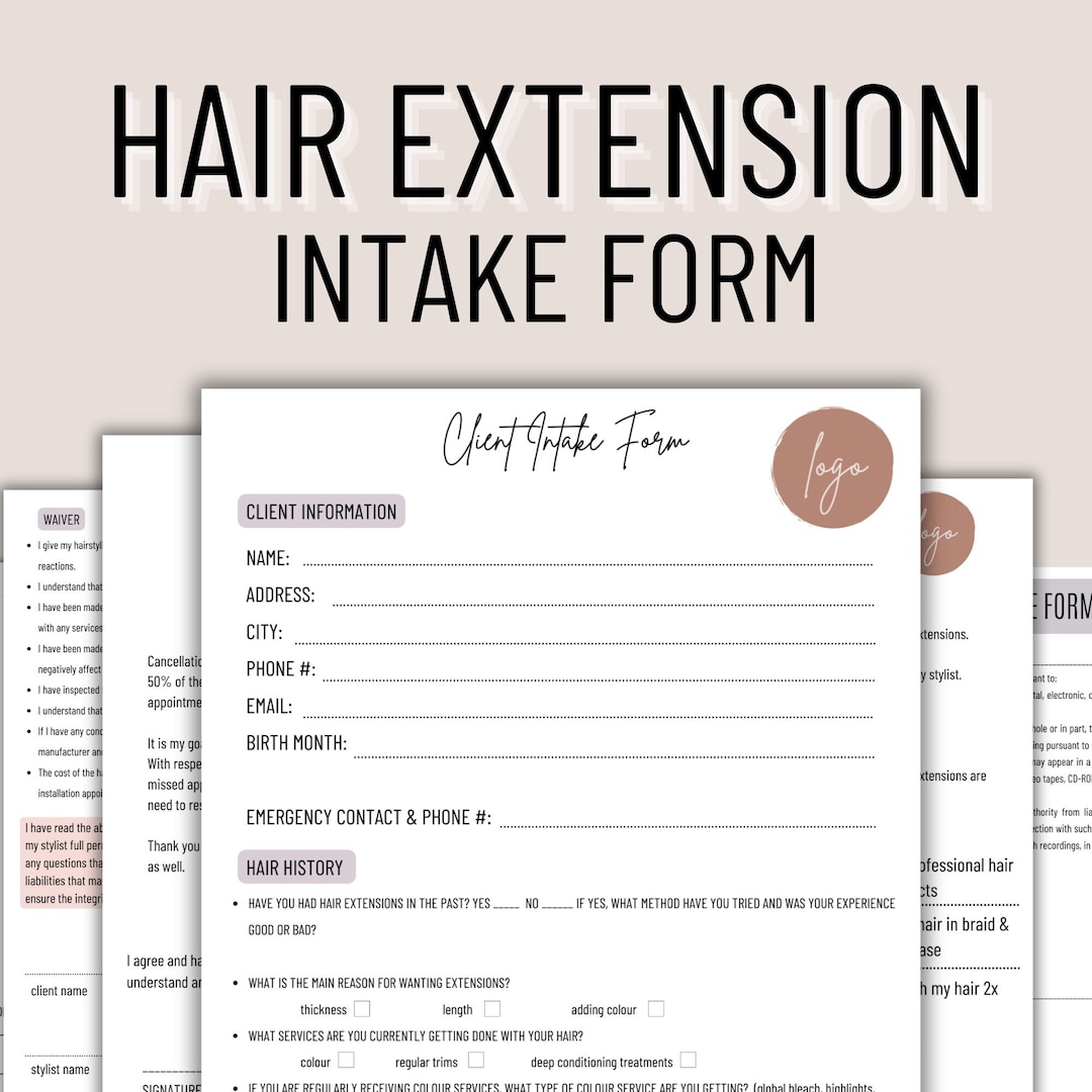 Hair Extension Consultation Form Hair Consult Extension Client Intake ...