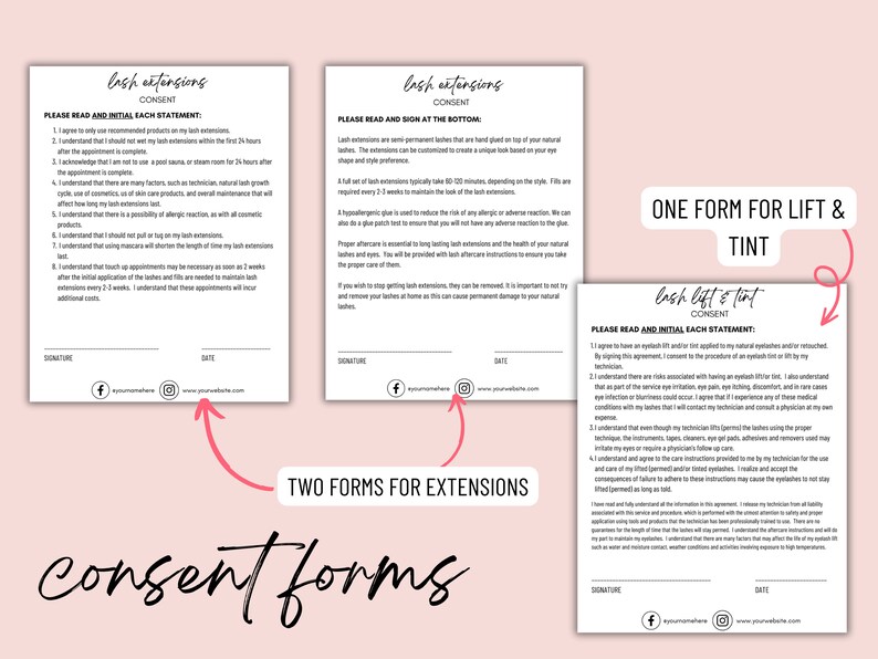 Lash Extension Consent Form Lash Client Intake Form Lash Tech - Etsy
