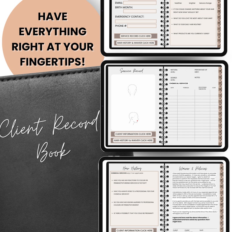 Client Record Book Hairstylist Digital Planner Salon Digital Record ...
