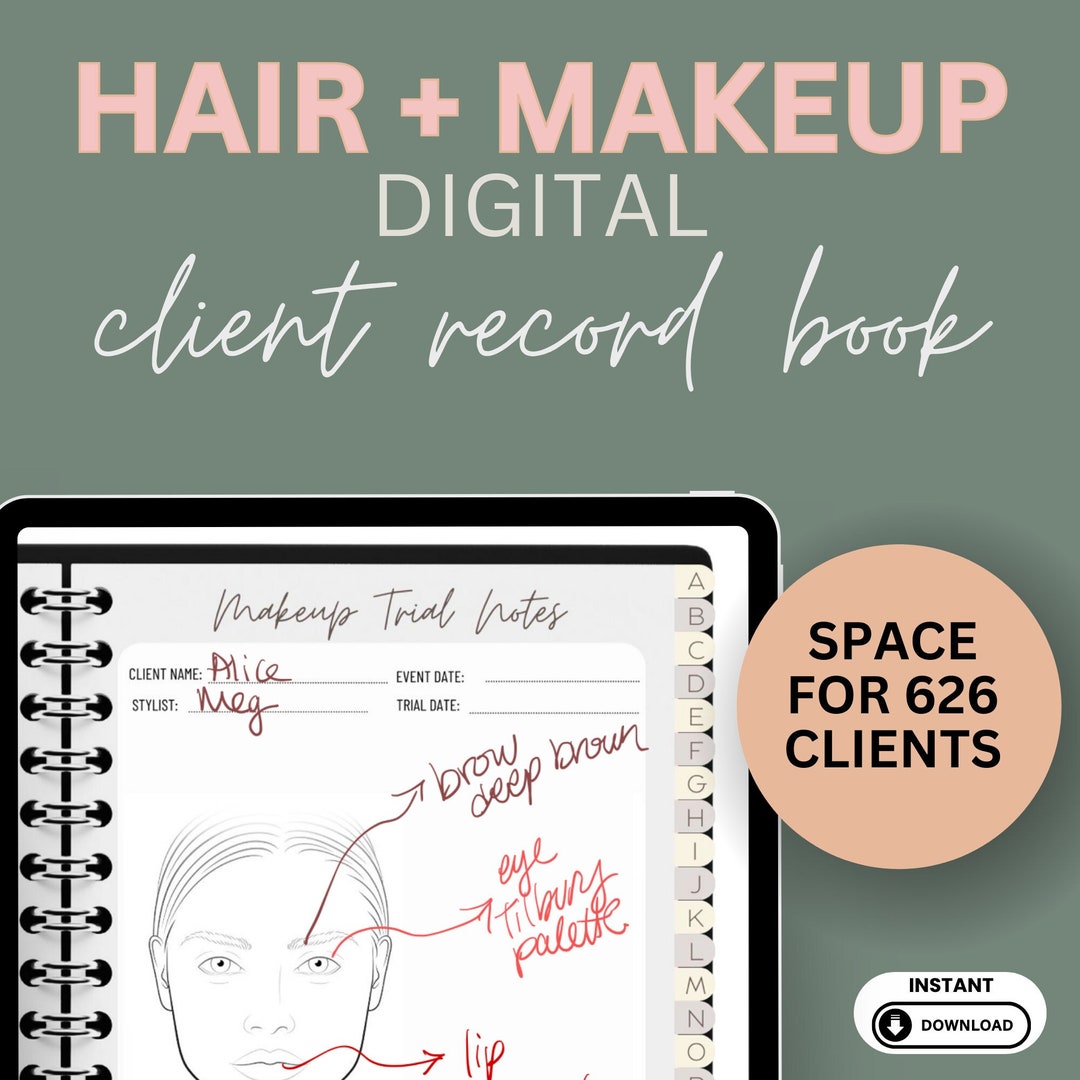 Digital Client Record Book Hairstylist Bridal Contract MUA Wedding ...