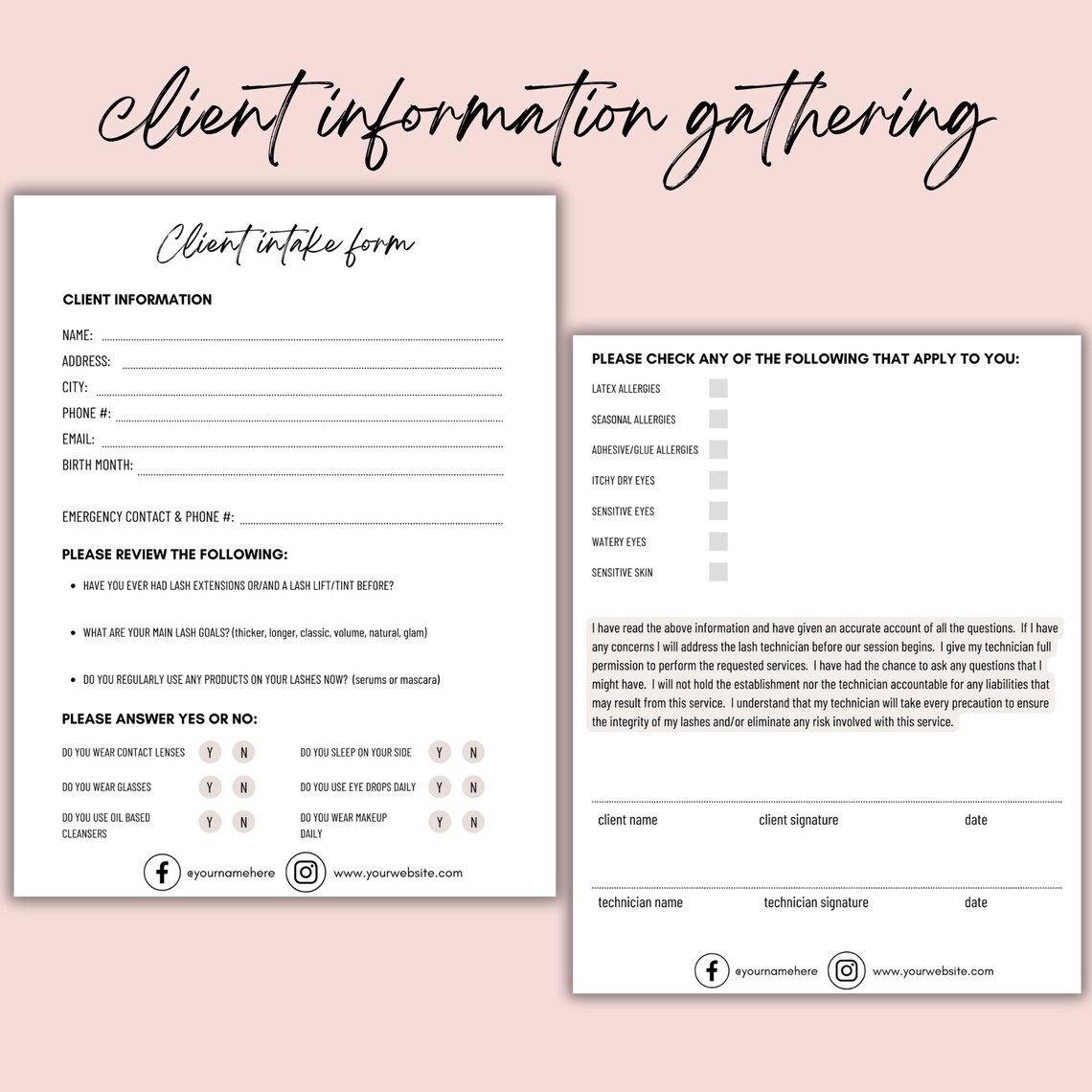 Lash Extension Consent Form Lash Client Intake Form Lash Tech - Etsy
