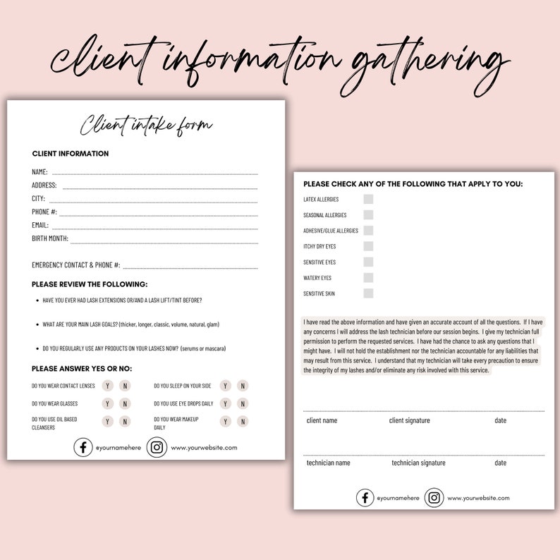 Lash Extension Consent Form Lash Client Intake Form Lash Tech - Etsy