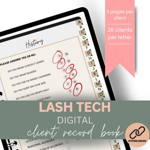 Lash Tech Client Record Book Lash Mapping Digital Journal Lash Artist ...