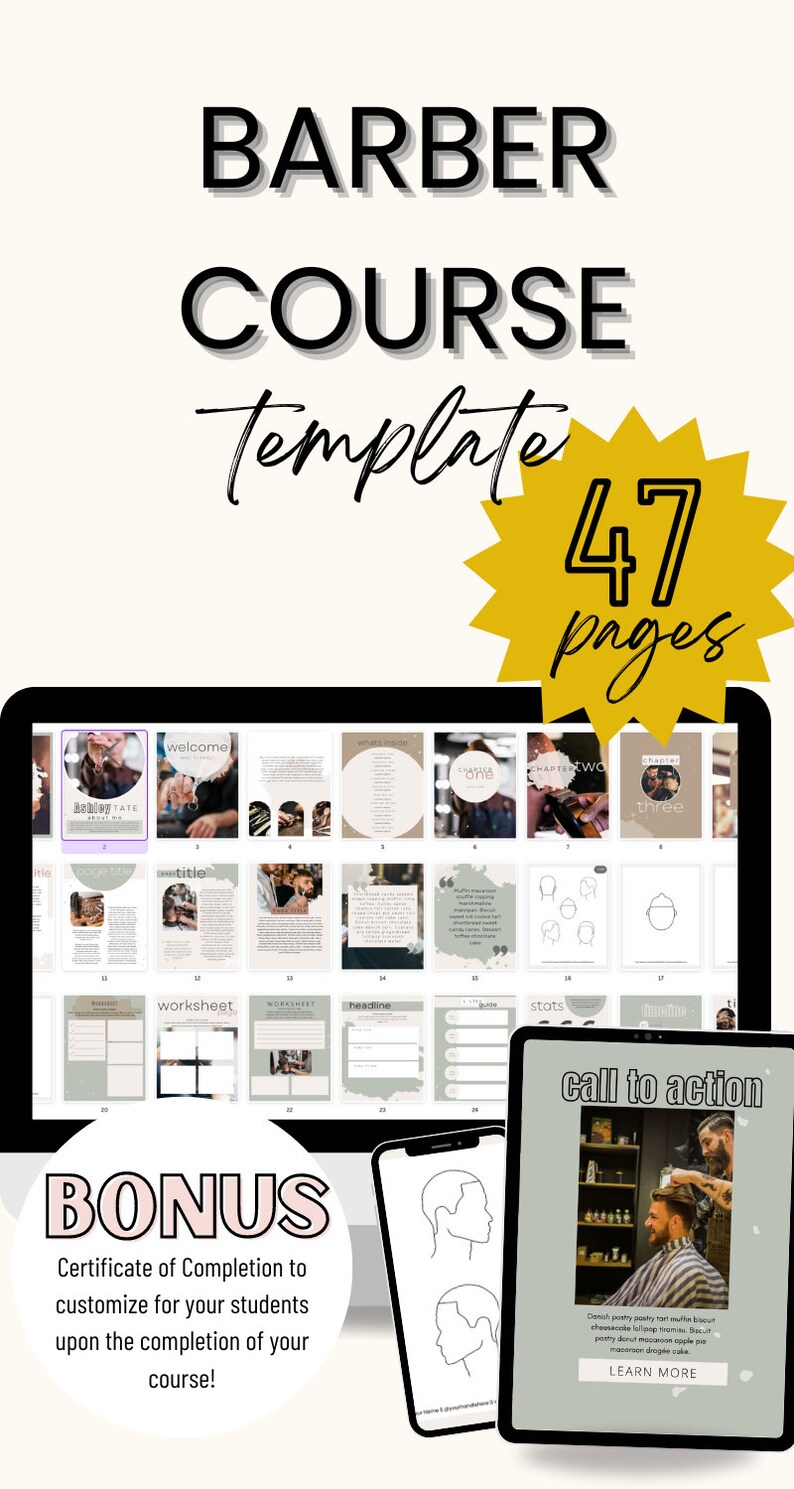 Barber Course Template Barber Instructor Class Material Barbershop ...