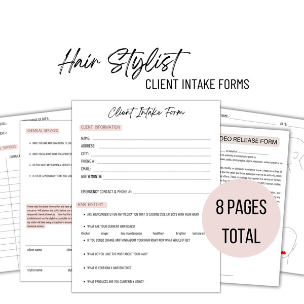 Hair Salon Forms - Etsy