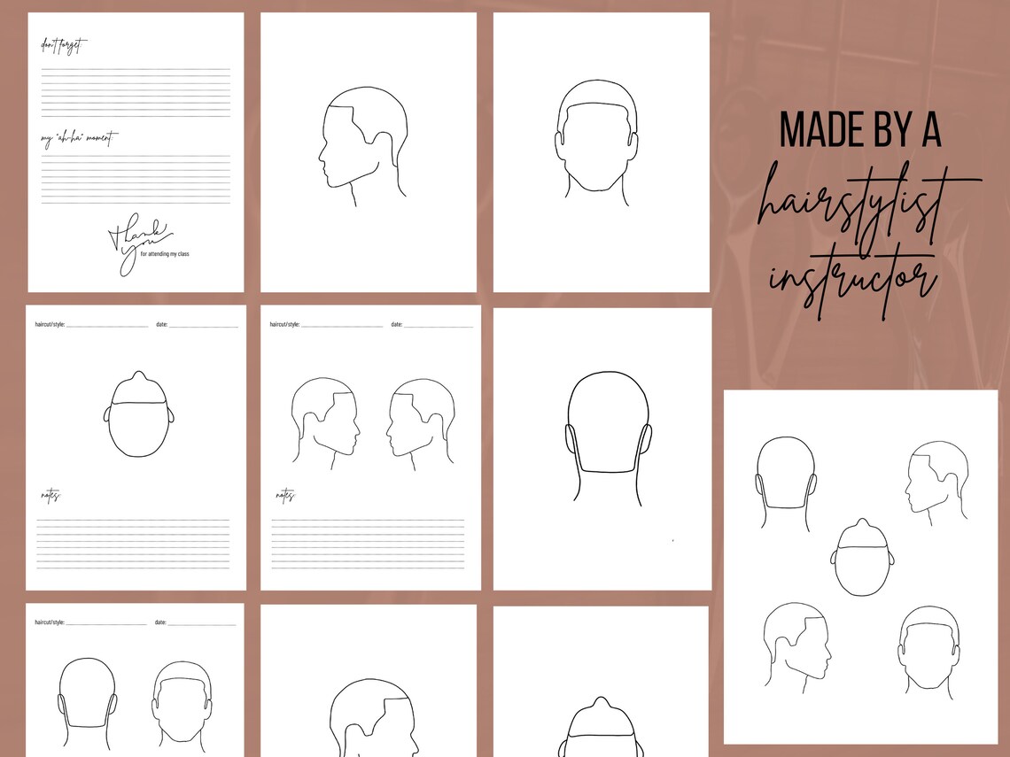 Haircutting Head Sheets Hairstylist Head Sheets Printable - Etsy