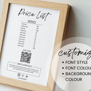 QR Code Sign Salon Price List Template Lash Extensions Qr Sign ...