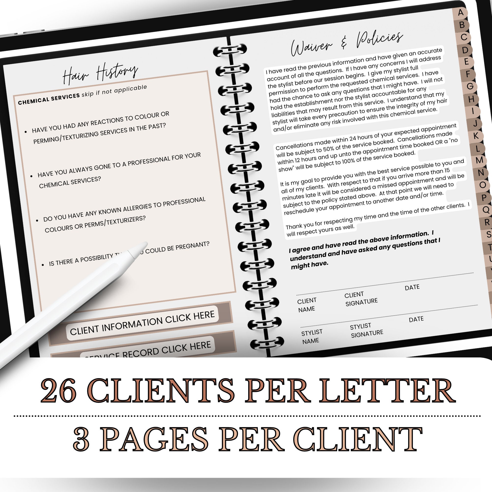 Client Record Book Hairstylist Digital Planner Salon Digital Record ...