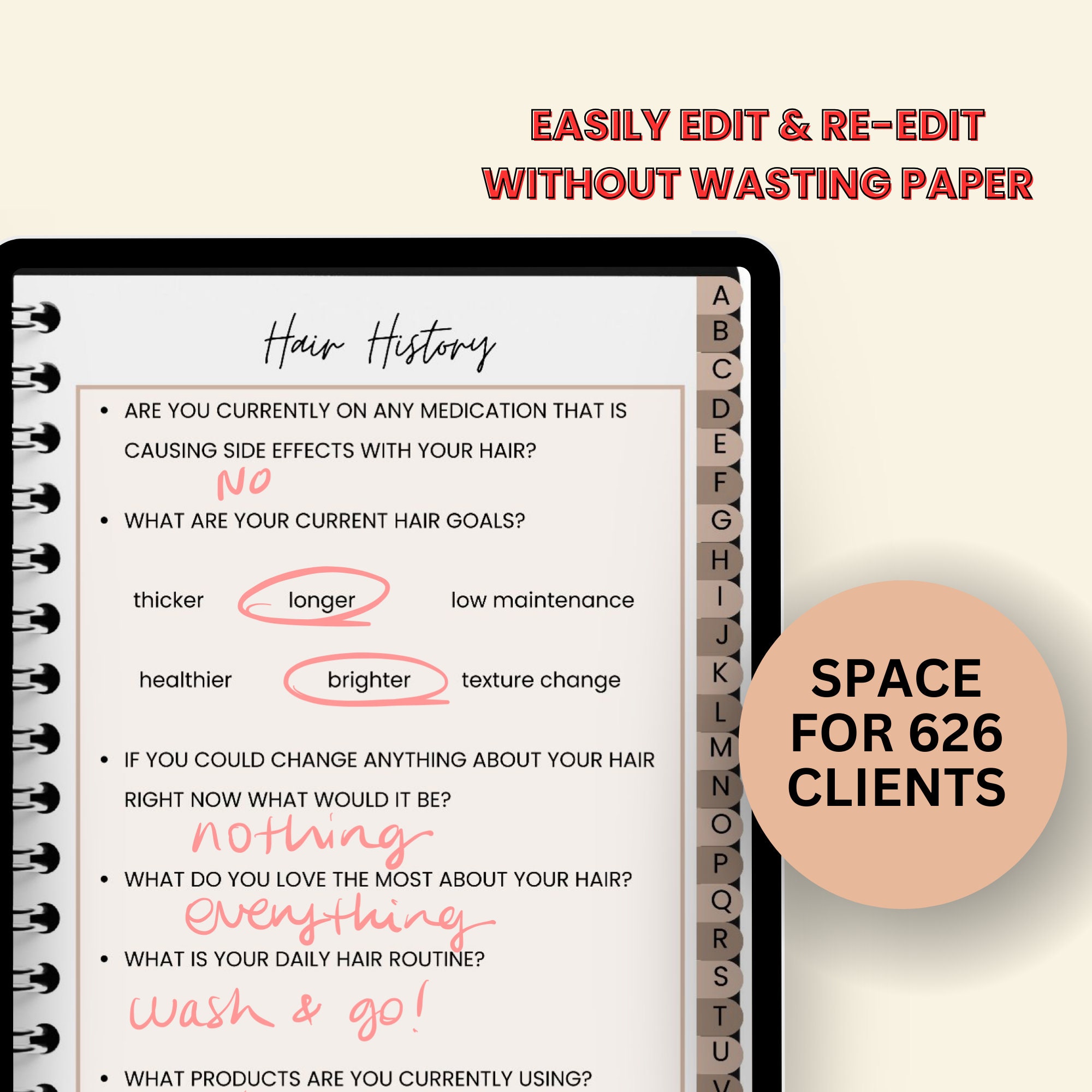 Digital Hairstylist Client Book Hairstylist Client Intake Form ...