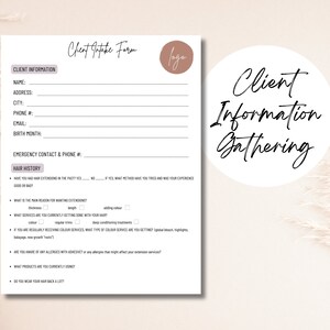 Hair Extension Consultation Form Hair Consult Extension Client Intake ...