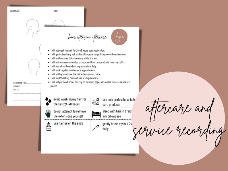 Hair Extension Consultation Form Hair Extension Aftercare - Etsy