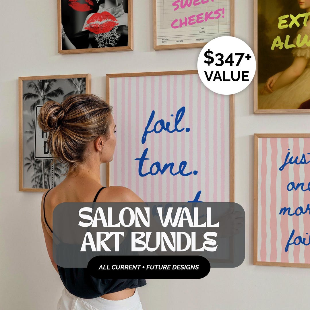 Modern Hair Salon Wall Art Set Hairstylist Decor Collection Digital ...