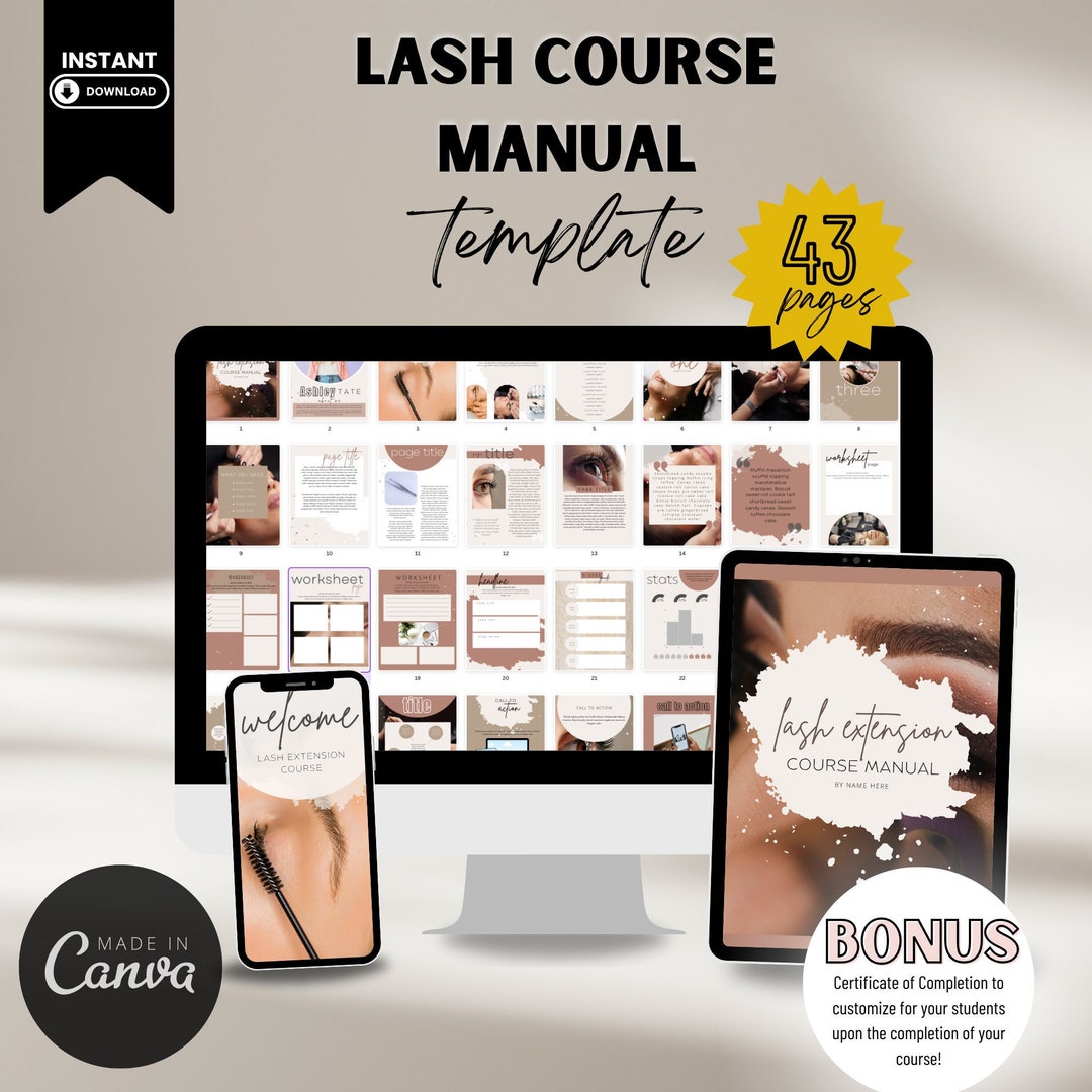 Lash Manual Template Lash Course Template Lash Extension Business Lash ...