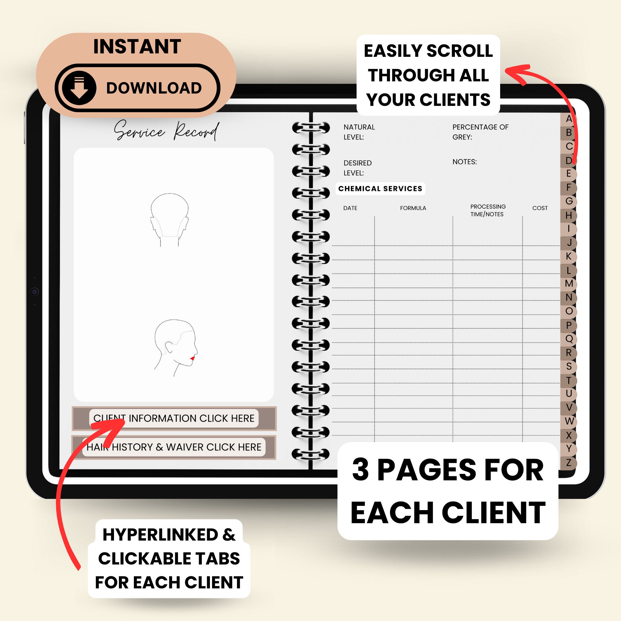 Digital Hairstylist Client Book Hairstylist Client Intake Form ...