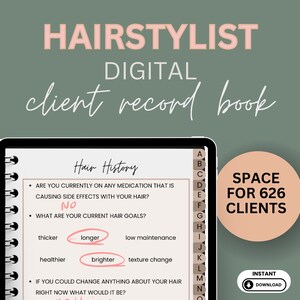 Client Record Book Hairstylist Digital Planner Salon Digital Record ...