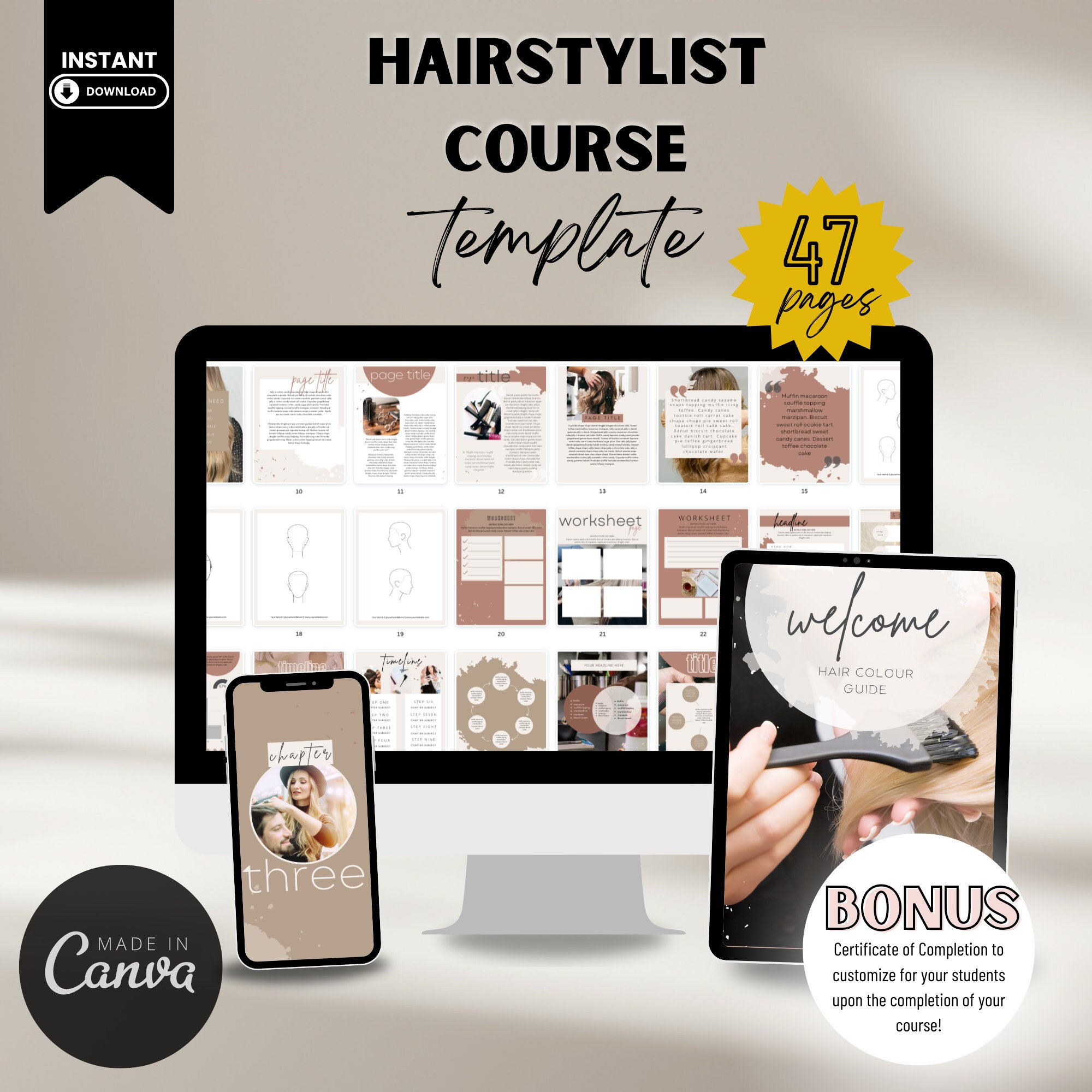 Hairstylist Course Template Online Ebook Course Manual Hair Dresser ...