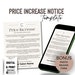 Service Increase Notice Template Hairstylist Business Forms Price ...