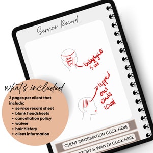 Client Record Book Hairstylist Digital Planner Salon Digital Record ...