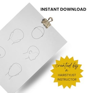 Hairstylist Head Sheets Template Hair Cutting Chart Foiling Chart Hair ...