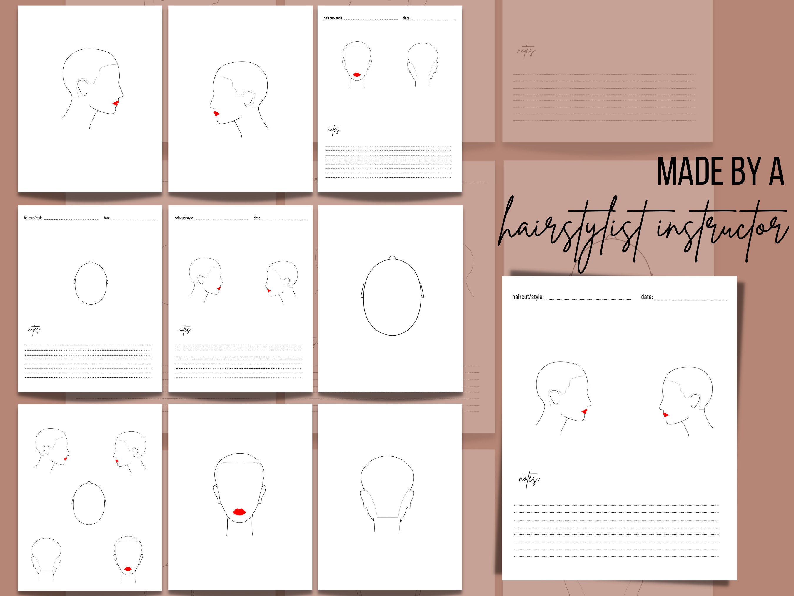 Haircutting Head Sheets Hairstylist Head Sheets Printable - Etsy