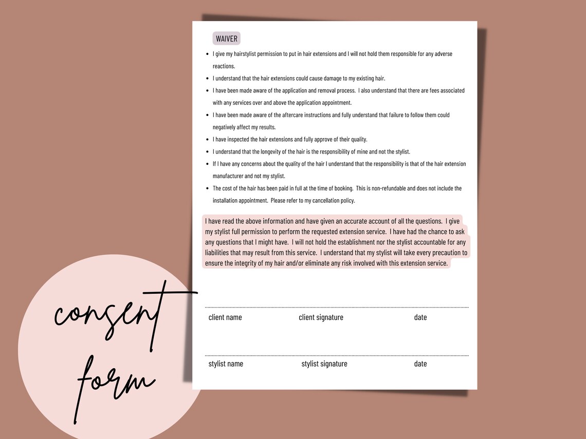 Hair Extension Consultation Form Hair Extension Aftercare - Etsy