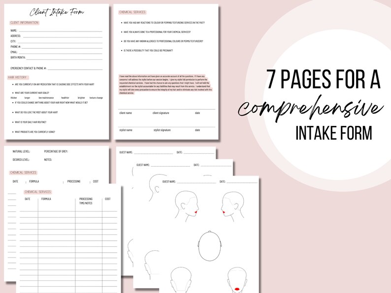 Hair Salon Client Intake Form Hair Client Consultation Form - Etsy
