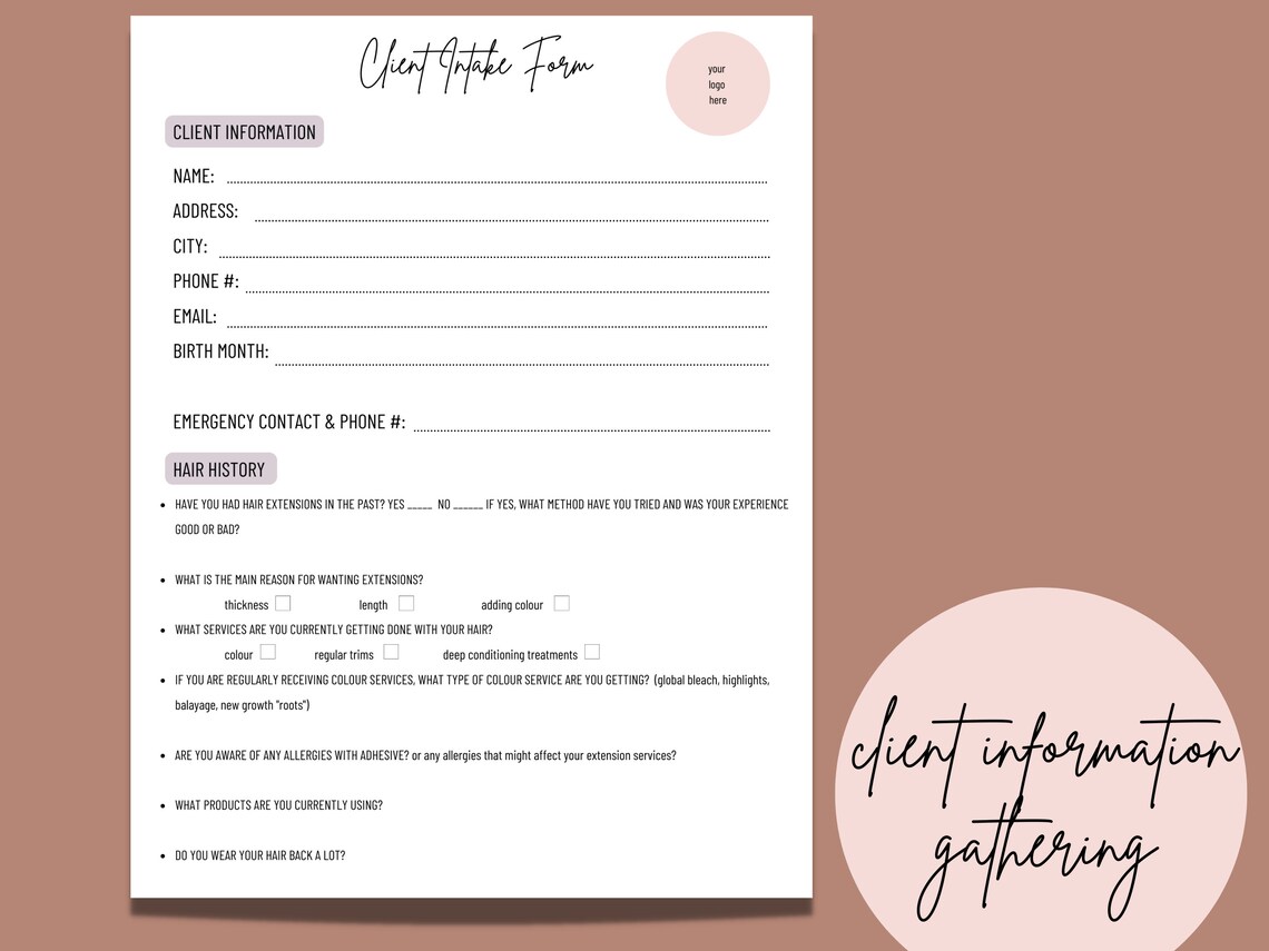 Hair Extension Consultation Form Hair Extension Aftercare - Etsy