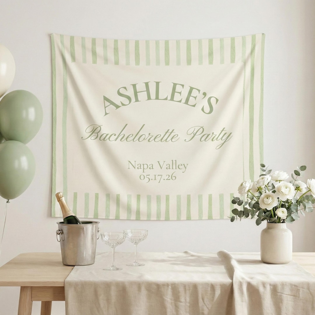 Custom Neutral Bachelorette Party Banner Personalized Bach Decor Sage ...