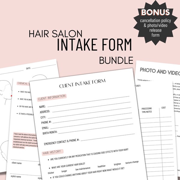 Hair Salon Forms - Etsy