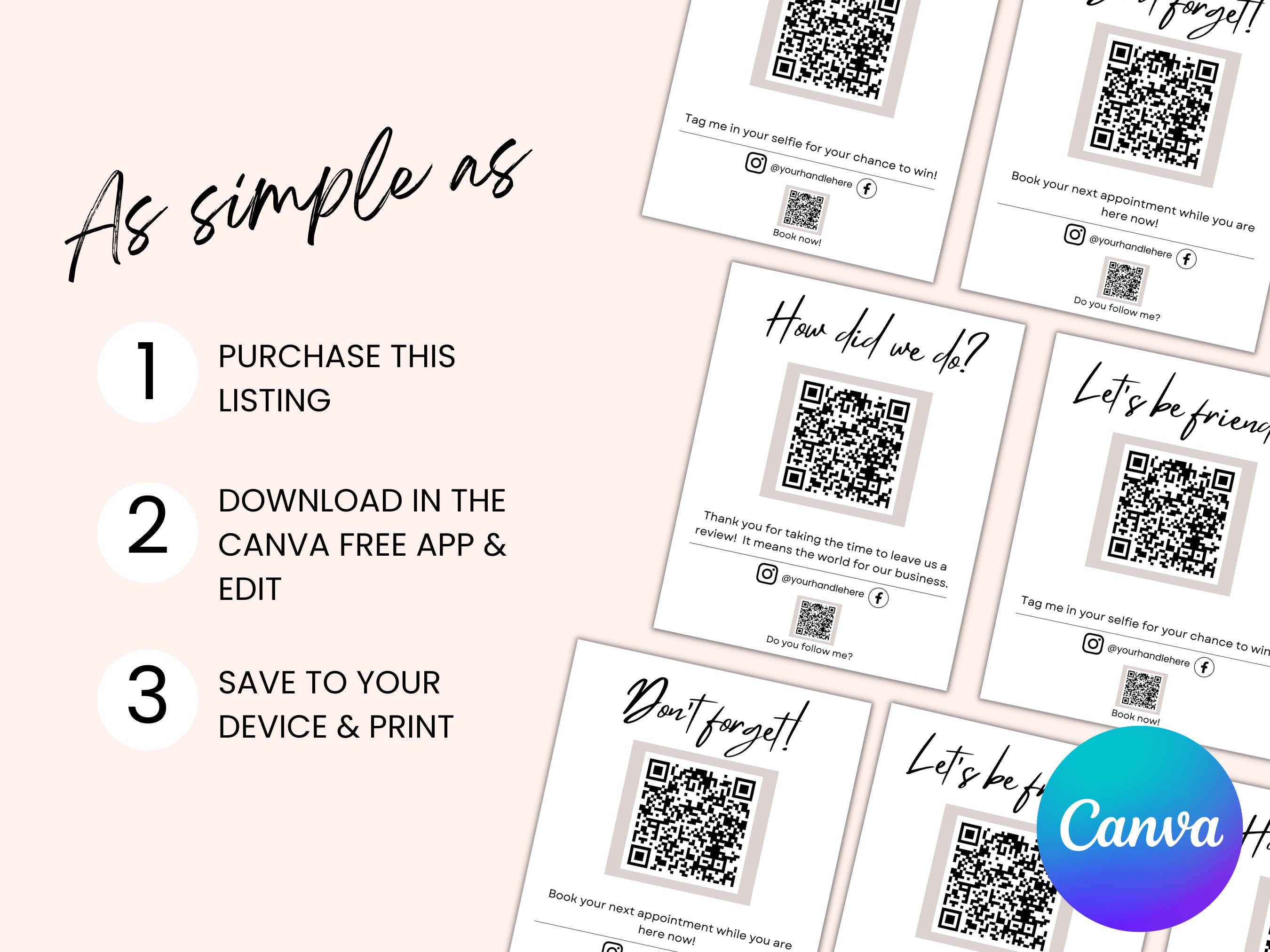 QR Code Salon Sign Template Hairdresser Qr Sign Template Esthetician QR ...